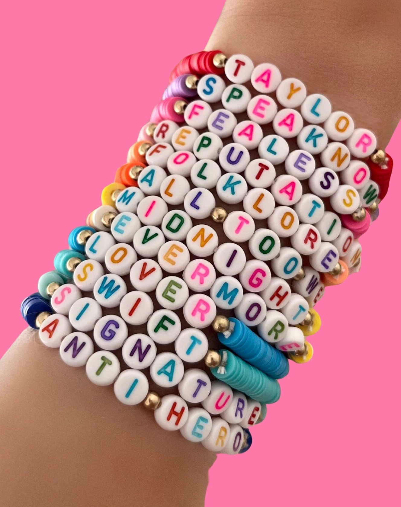 12 Multicolor Taylor Swift Bracelets Eras Tour Concerts - Etsy