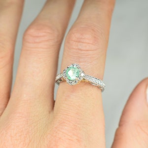 A Touch of Spring: Emerald Green 14k White Gold Ring Genuine Spring ...