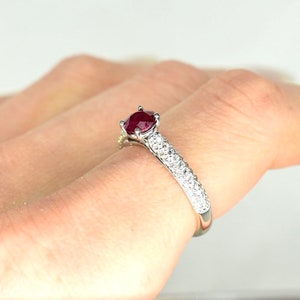 Eternal Passion: 14K Ruby Diamond Ring - Genuine Ruby - 14K White Gold - Solitaire Ruby Ring ...