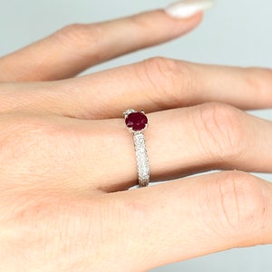 Eternal Passion: 14K Ruby Diamond Ring - Genuine Ruby - 14K White Gold - Solitaire Ruby Ring ...