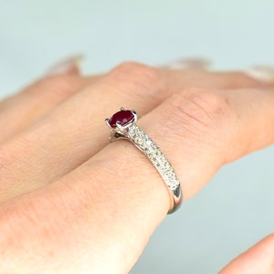 Eternal Passion: 14K Ruby Diamond Ring - Genuine Ruby - 14K White Gold - Solitaire Ruby Ring ...