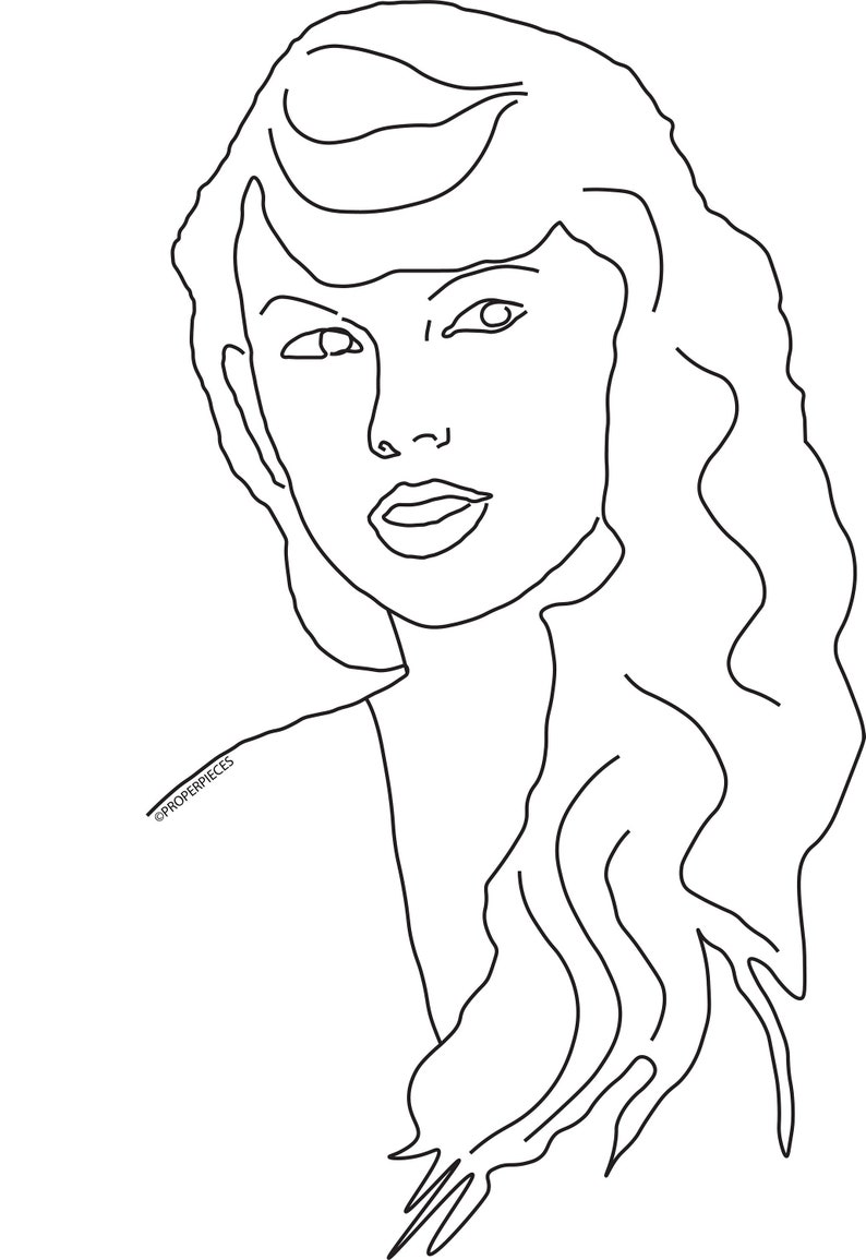 Taylor Swift Line Art Illustration Etsy
