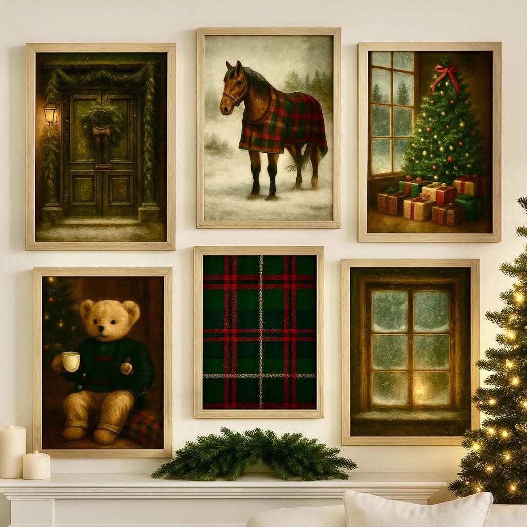 Equestrian Ralph Lauren Christmas Gallery Wall Art Set: Vintage Holiday ...
