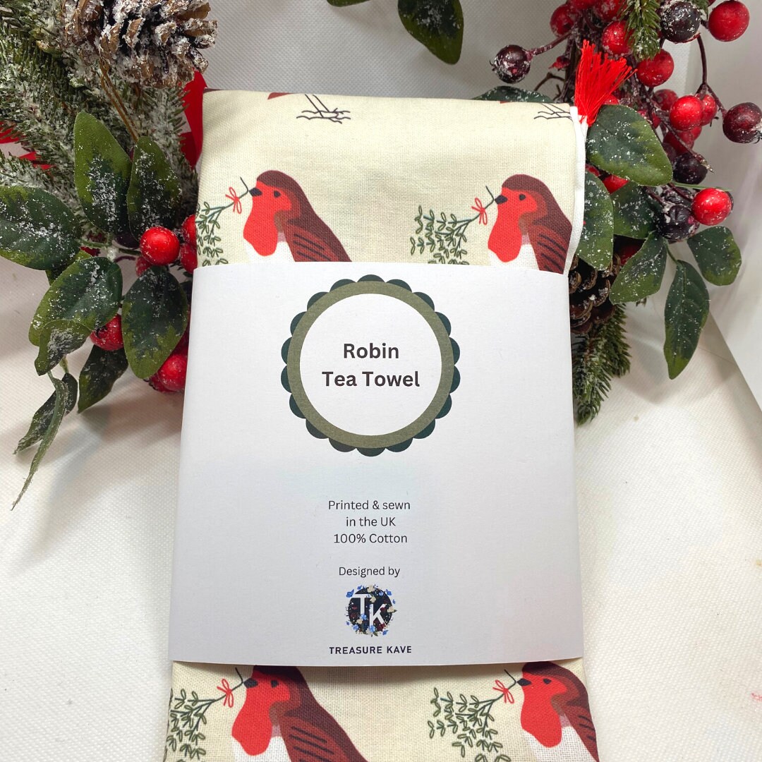 Robin Tea Towel, Festive Christmas Teatowel - Etsy