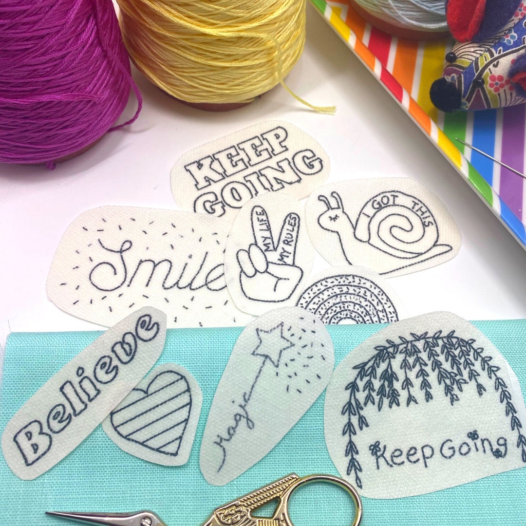Positivity Stick & Stitch Embroidery Patches: Water Soluble Sewing ...