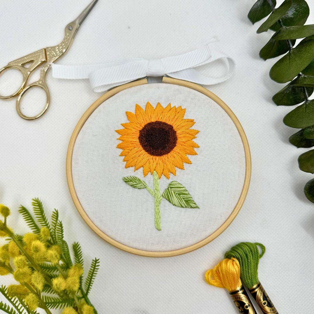 Sunflower Embroidery Kit, Poppy Craft Kit, DIY Craft Kit for Beginners ...