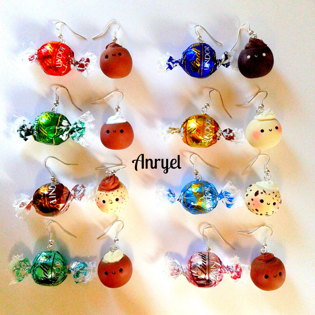 Miniature Handmade Chocolates – Colorful Fimo Earrings – Kawaii Sweets ...