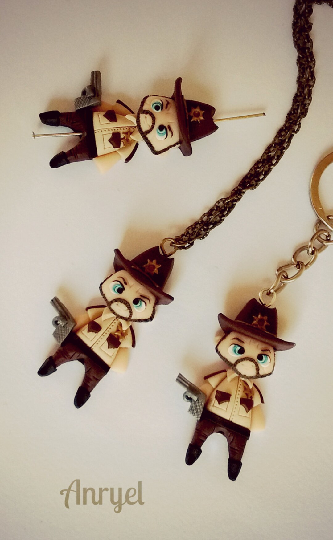 The Walking Dead FAN ART TWD Rick Grimes Necklace or Keychain Handmade ...