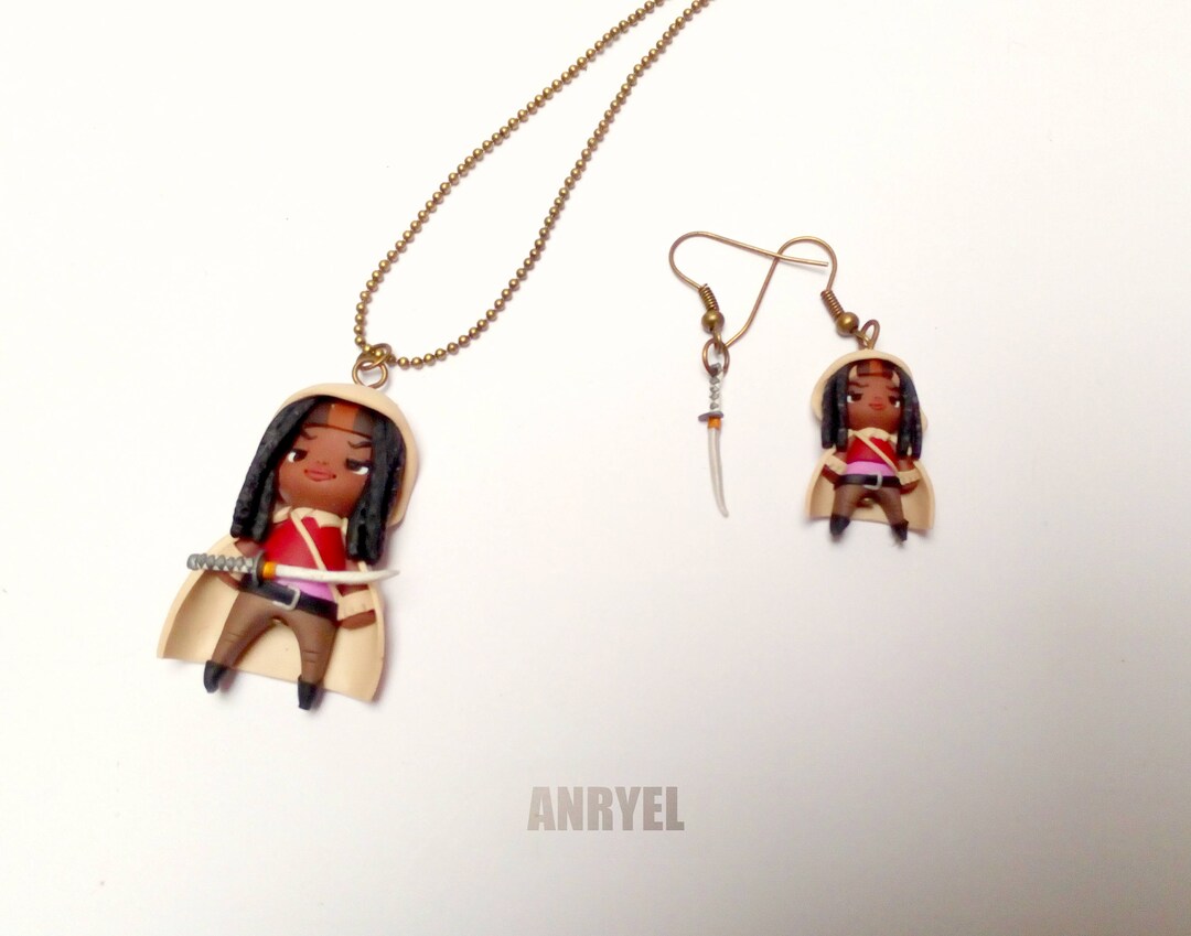 The Walking Dead FAN ART TWD Michonne Necklace, Keychain or Earrings ...
