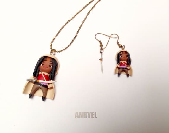 The Walking Dead FAN ART TWD Michonne Necklace Keychain or | Etsy