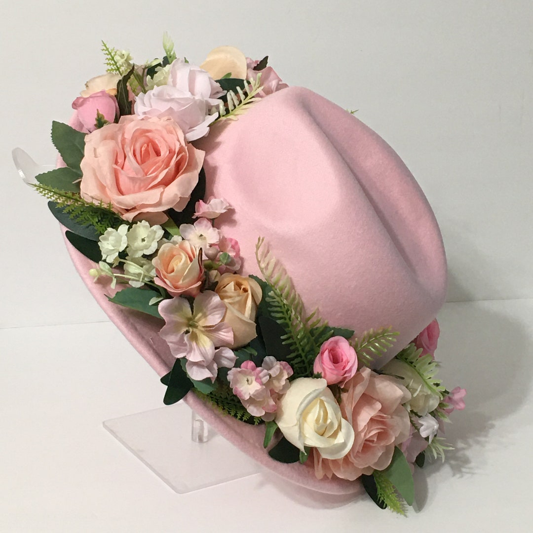 Boho Floral Fedora Hat, Pink Roses Fedora, Boho Fedora, Wedding Fedora ...