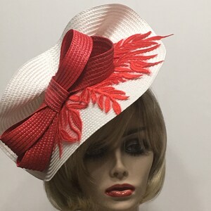 Red and White Breeders Fascinator, Horse Race Hat, Breeders Cup Hat ...