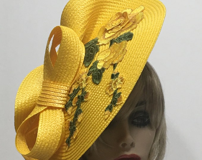 Yellow Fascinator, Races Headband, Kentucky Derby Hat, Races Fascinator ...