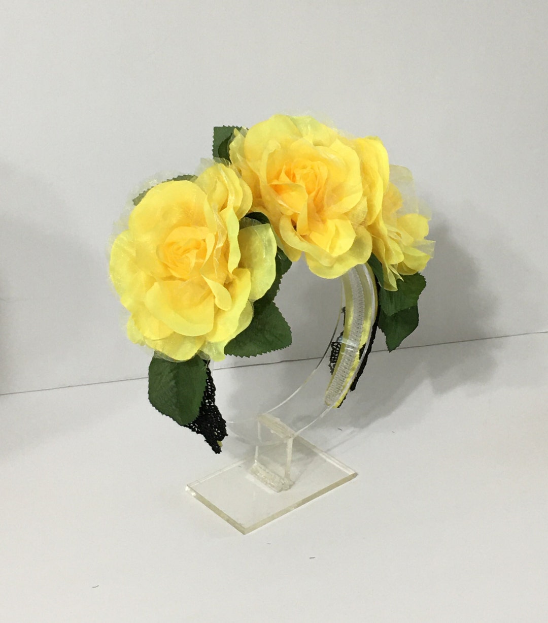 Yellow Floral Fascinator, Floral Crown, Kentucky Derby, Preakness Races ...
