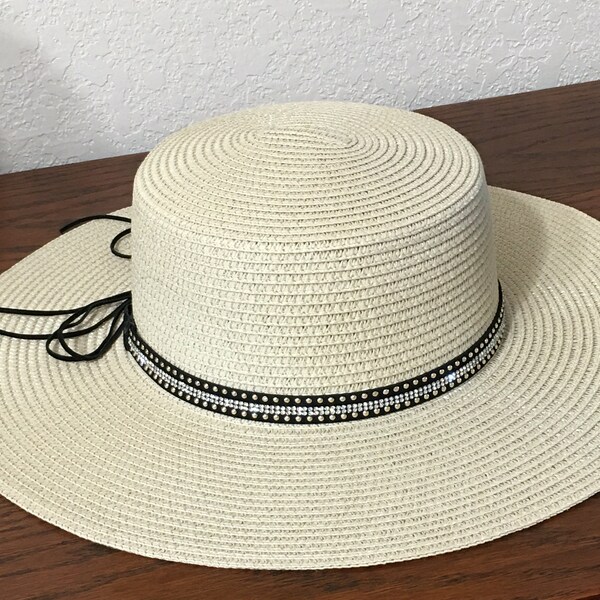 Flat Brim Straw Hat - Etsy