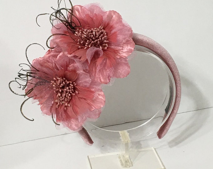 Dusty Rose Floral Fascinator, Floral Crown, Kentucky Derby, Preakness ...