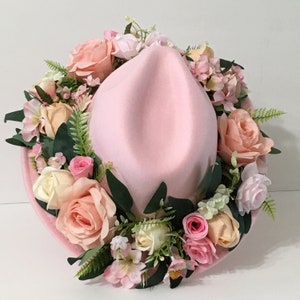 Boho Floral Fedora Hat, Pink Roses Fedora, Boho Fedora, Wedding Fedora ...