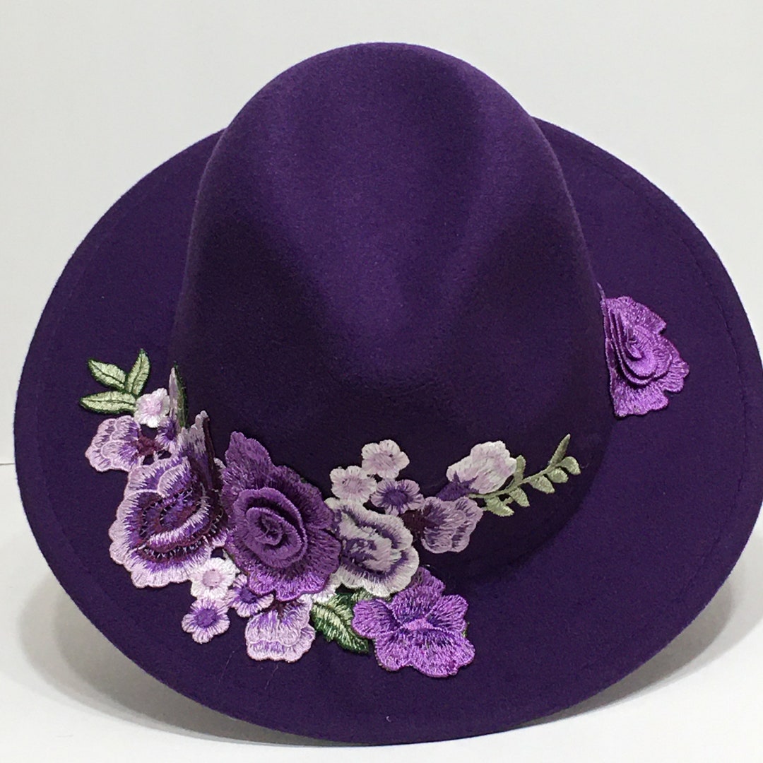 Spring Boho Fedora Hat, Embroidered Fedora, Kentucky Derby Hat, Boho ...