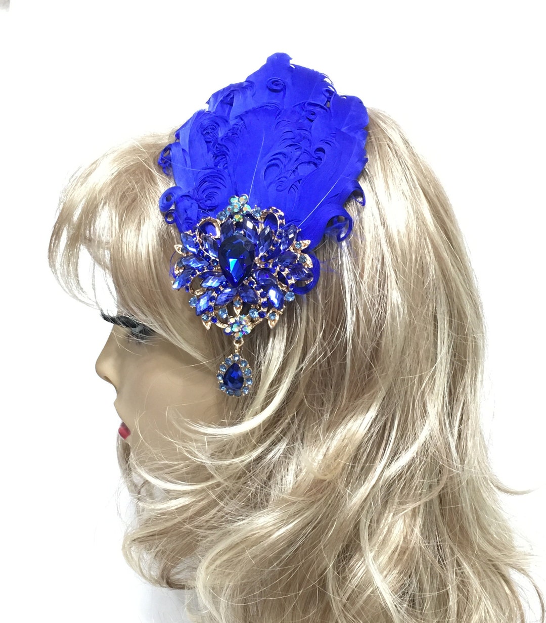 Royal Blue Fascinator, Feather Fascinator, Feather Headpiece, 1950s ...