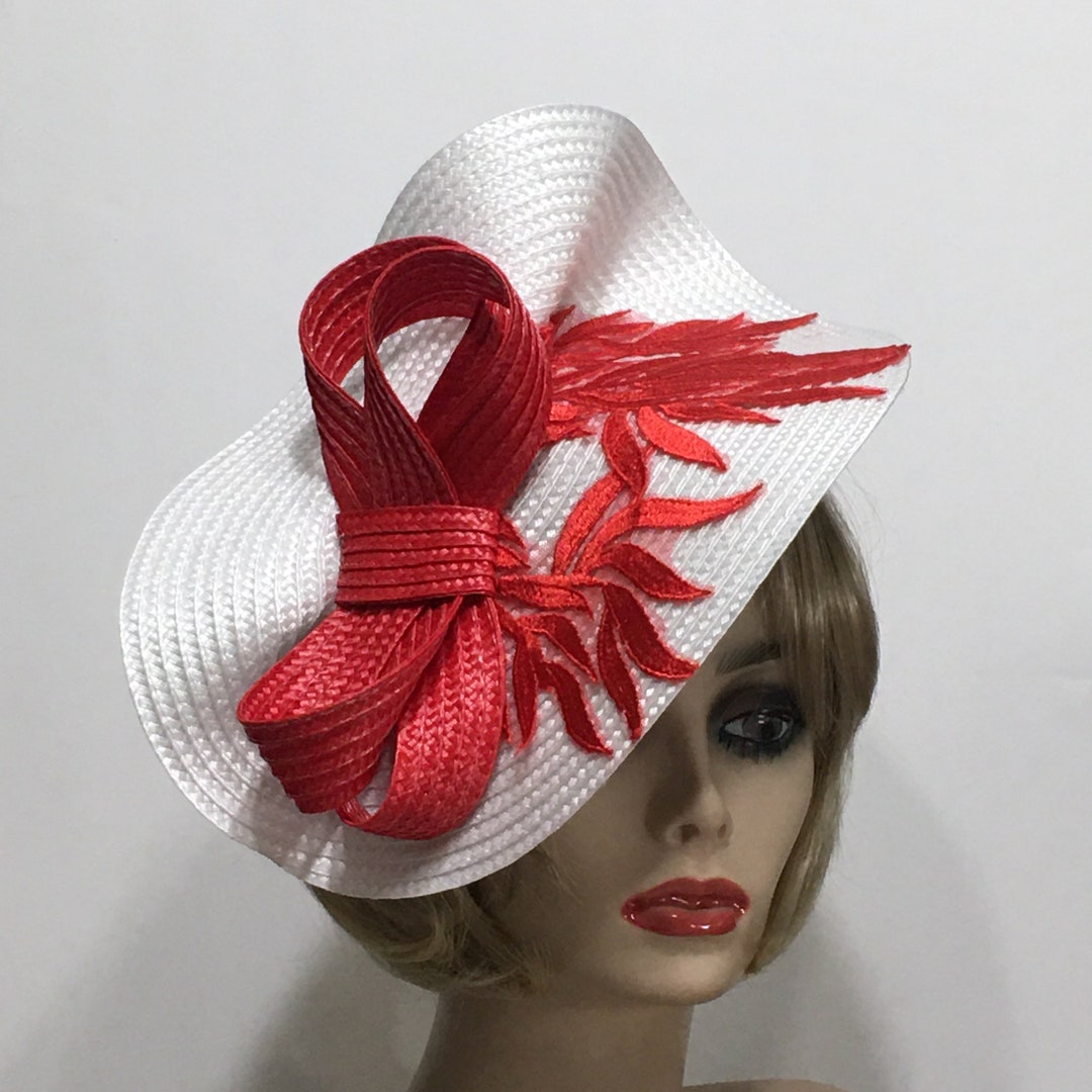 Red and White Preakness Fascinator, Horse Race Hat, Kentucky Derby Hat ...