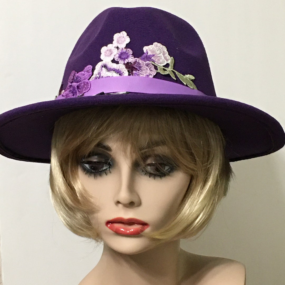 Spring Boho Fedora Hat, Embroidered Fedora, Kentucky Derby Hat, Boho ...