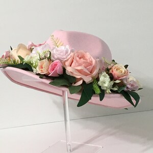 Boho Floral Fedora Hat, Pink Roses Fedora, Boho Fedora, Wedding Fedora ...