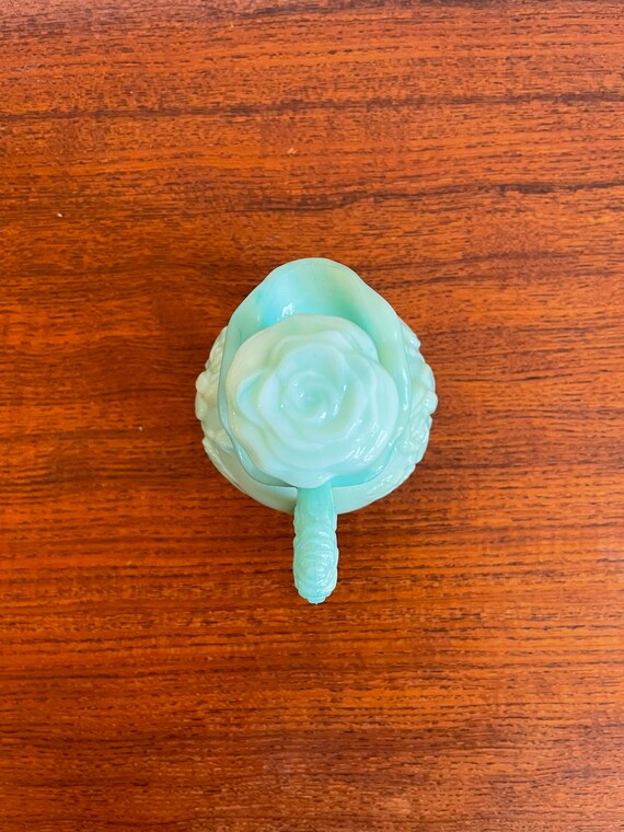 Vintage Avon Green Rose Slag Glass Perfume Bottle - Gem