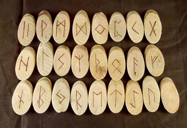 Set of Etched Wooden Divination Runes With Drawstring Bag - Etsy