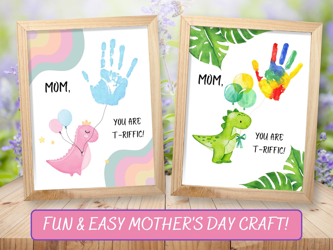 Printable Mother's Day Handprint Craft | Dinosaur-themed DIY Keepsake ...
