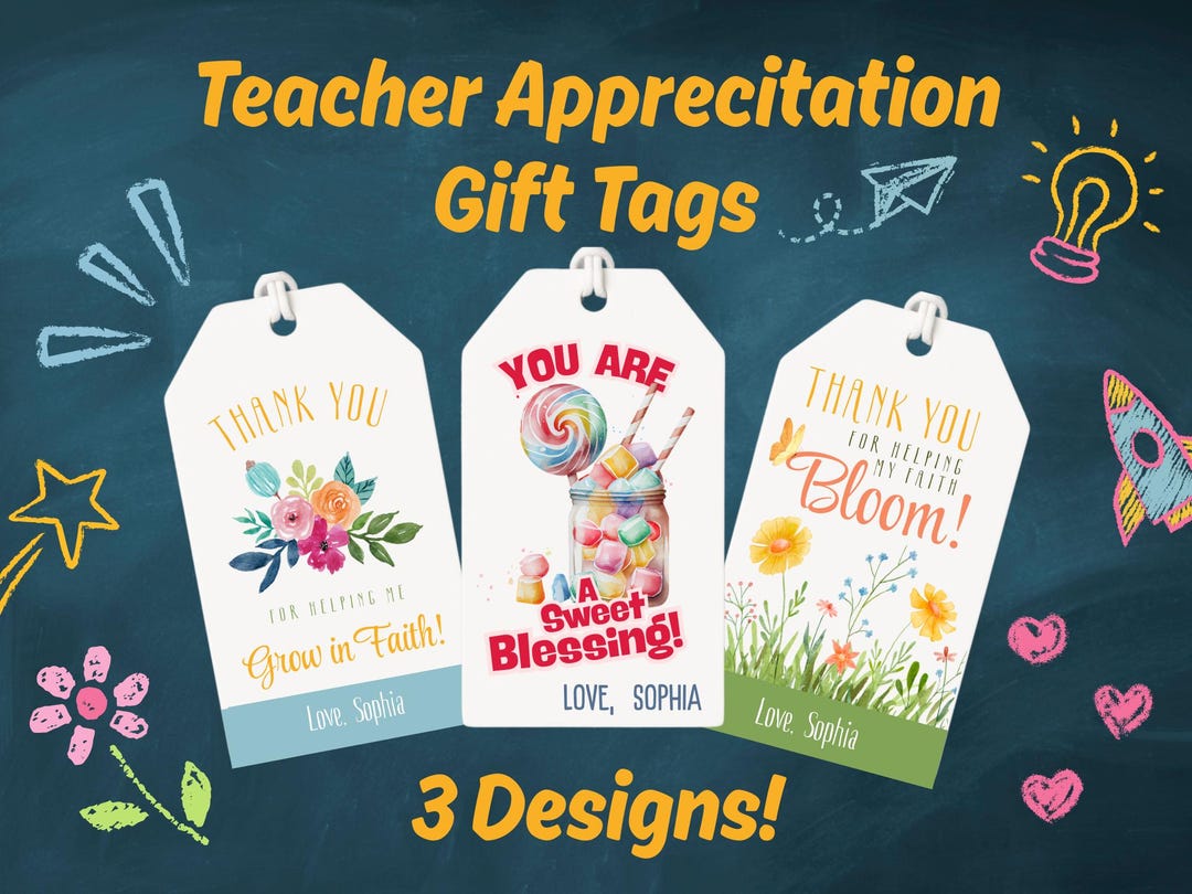 Christian Teacher Appreciation Gift Tags Bundle | Printable | Editable ...