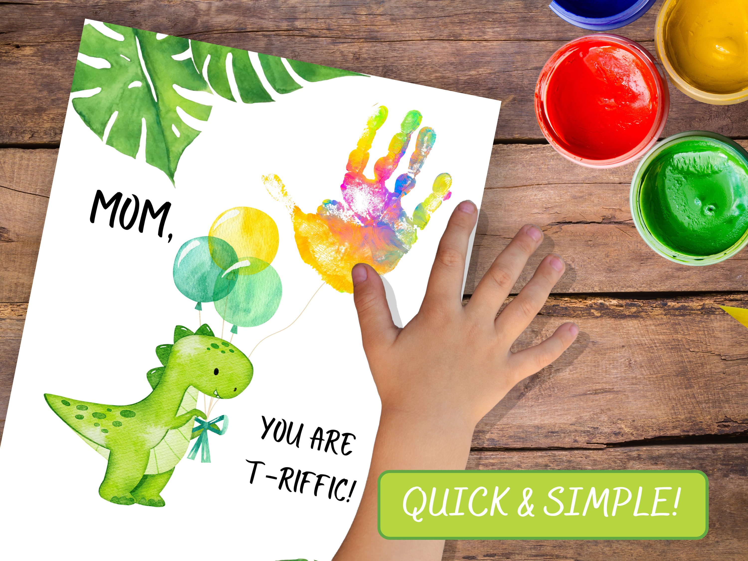 Printable Mother's Day Handprint Craft | Dinosaur-themed DIY Keepsake ...