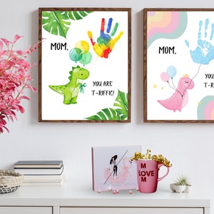 Printable Mother's Day Handprint Craft | Dinosaur-themed DIY Keepsake ...