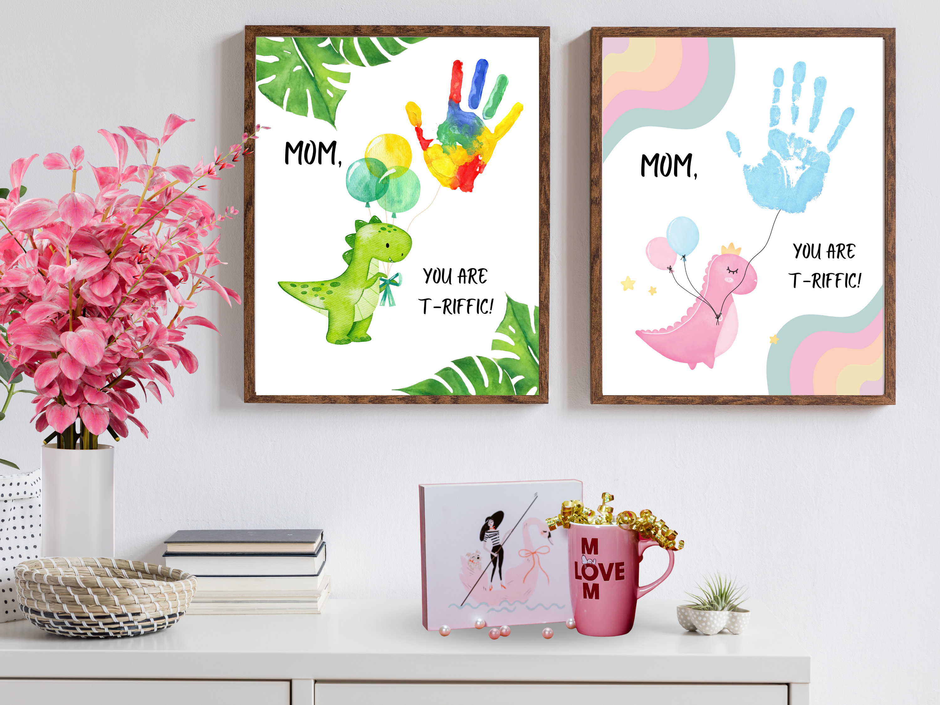 Printable Mother's Day Handprint Craft | Dinosaur-themed DIY Keepsake ...