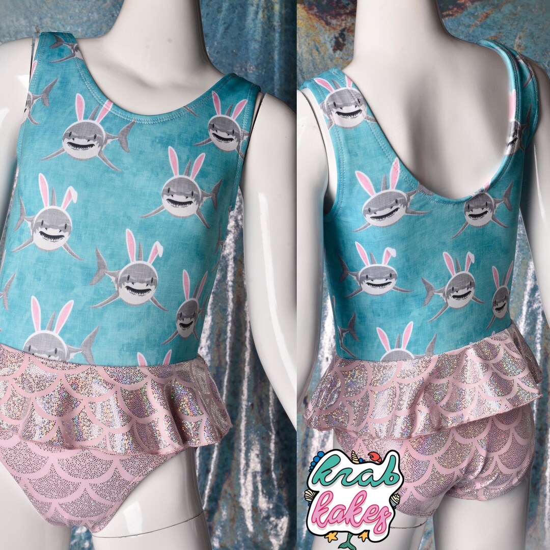 Girls Shark Swimsuit. Spring Swimsuit. Sparkle Swimsuit. Shark Week - Etsy