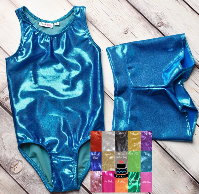 Girls Metallic Leotard Swimsuit. Metallic Racer Back Bathing - Etsy