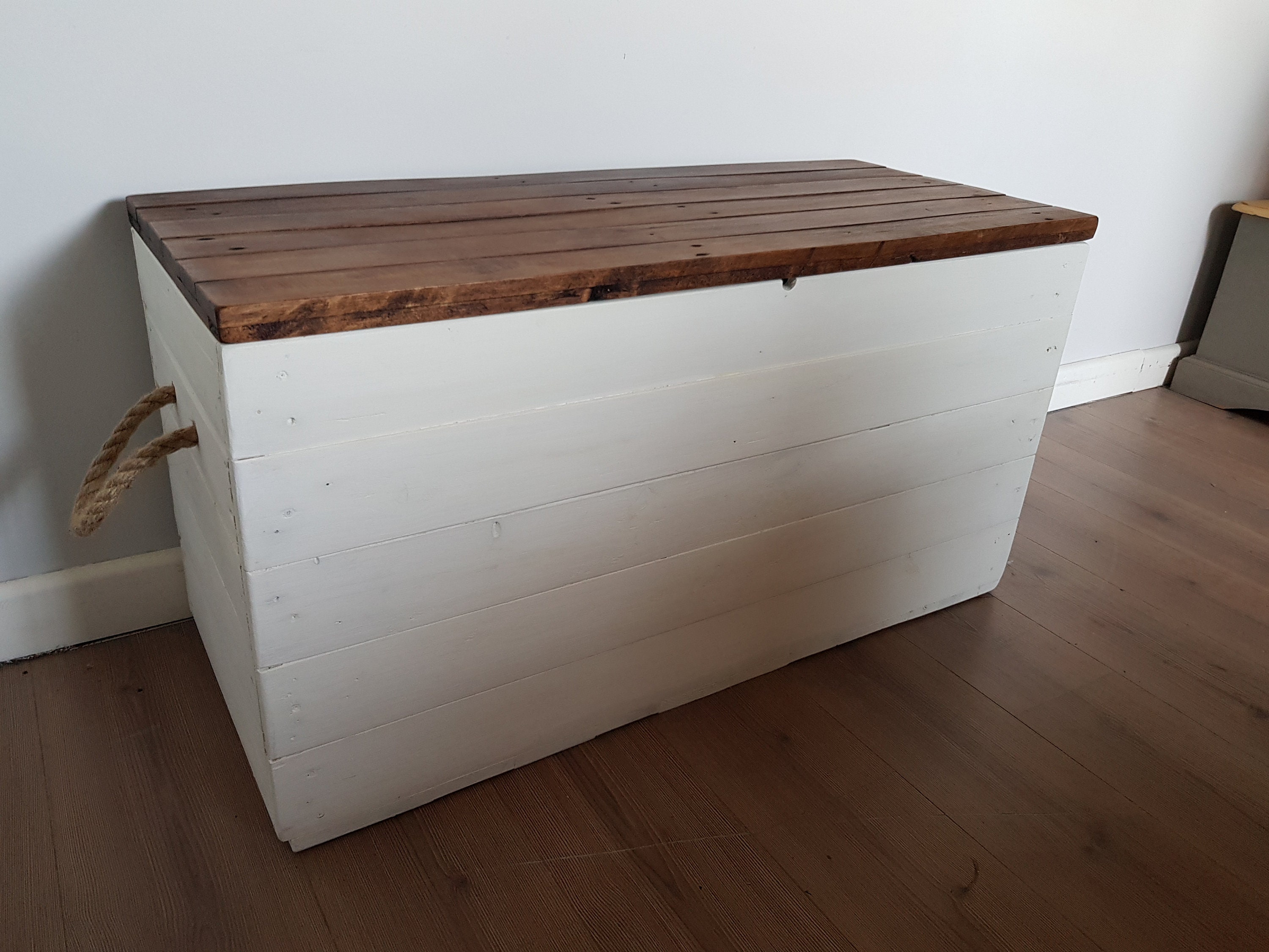 Handmade Rustic Trunk Storage Chest / Trunk With Rope Handles. - Etsy UK