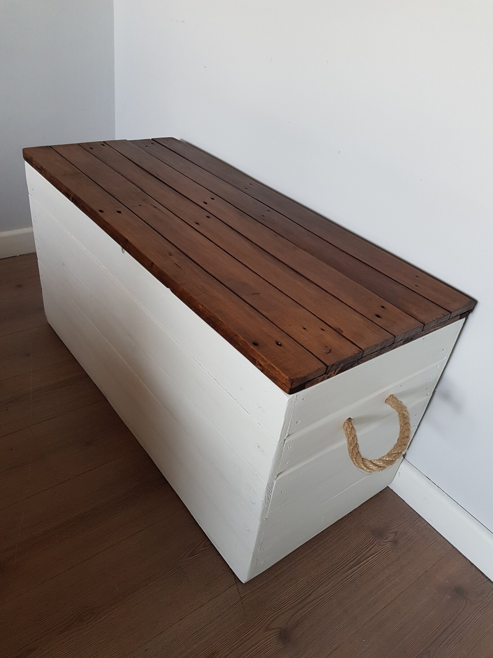 Handmade Rustic Trunk Storage Chest / Trunk With Rope Handles. - Etsy UK