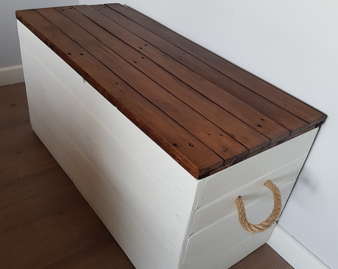 Handmade Rustic Trunk Storage Chest / Trunk With Rope Handles ...