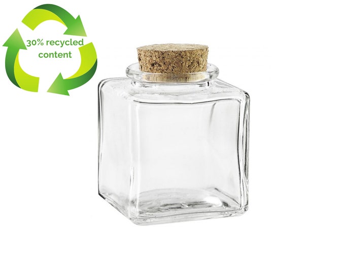 Small Square Glass Jar With Cork 3 Oz 90 Ml Small Spice - Etsy
