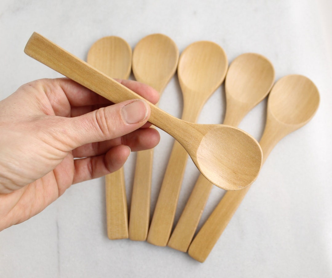 6 Medium WOODEN Spoons 7 Inch | Soup Wood Spoons | Taster Spoons | DIY ...