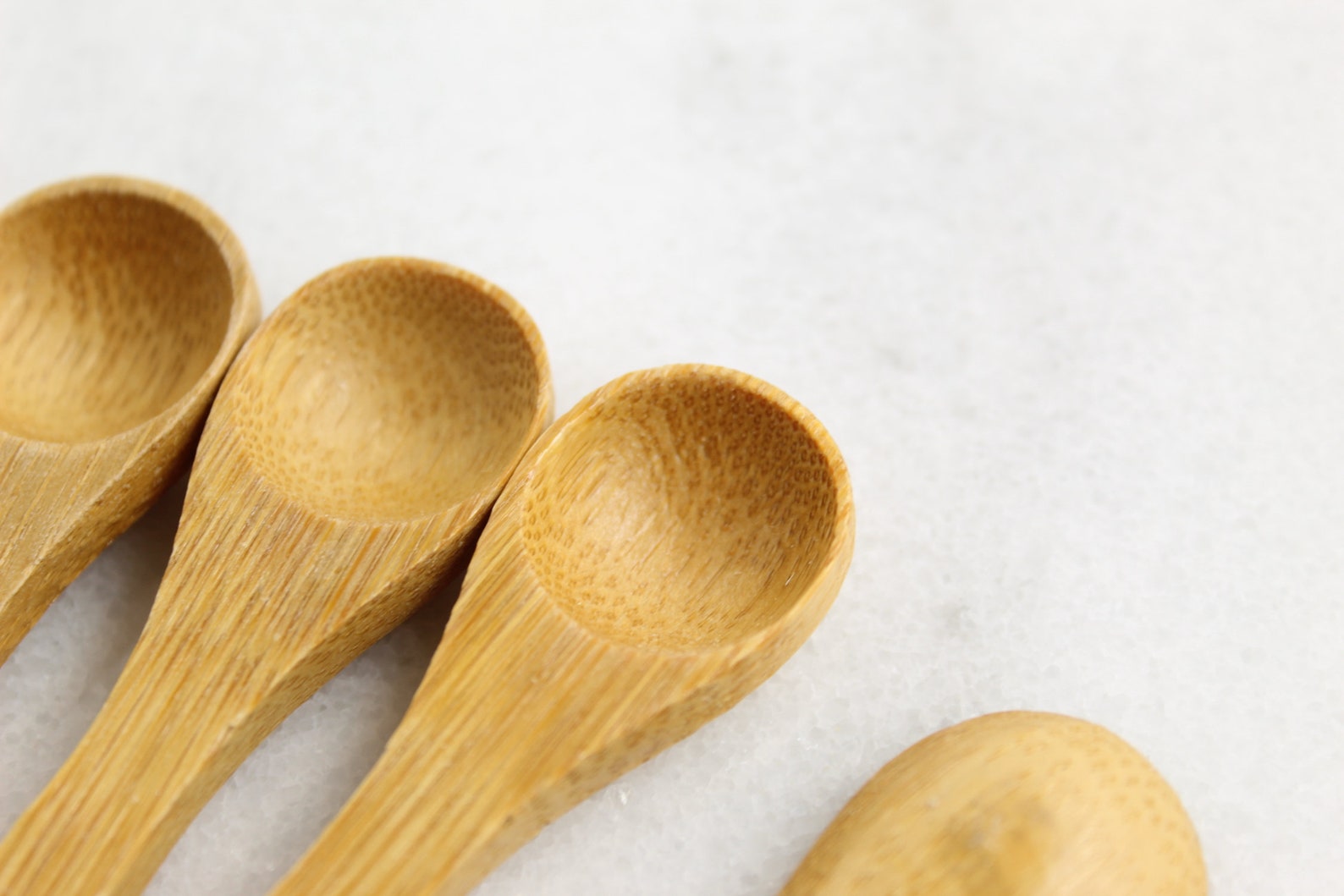 6 mini BAMBOO wooden spoons 3 inch half teaspoon small | Etsy