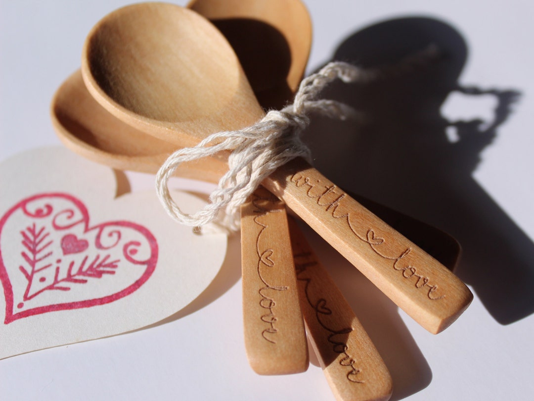 Mini Wooden Spoons WITH LOVE Engraved 3 Inches | Small Wooden Spoon ...