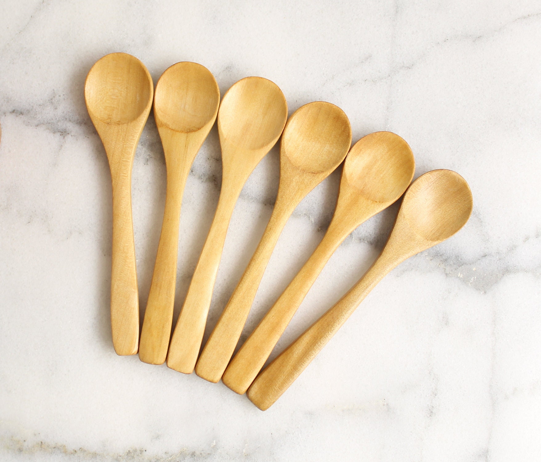 6 small WOODEN spoons 4 inch small wood spoons jam coffee | Etsy