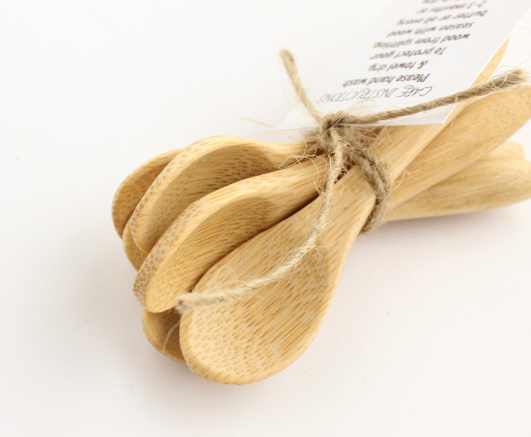 6 Mini BAMBOO Wooden Spoons 3 Inch | Wooden Teaspoons | Small Spoon ...