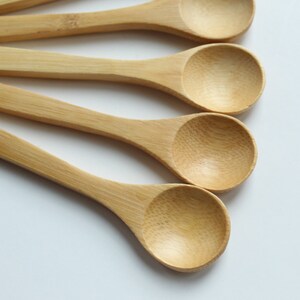 6 Small BAMBOO Wooden Spoons 4 Inch Small Wood Spoons Jam Coffee Tea ...