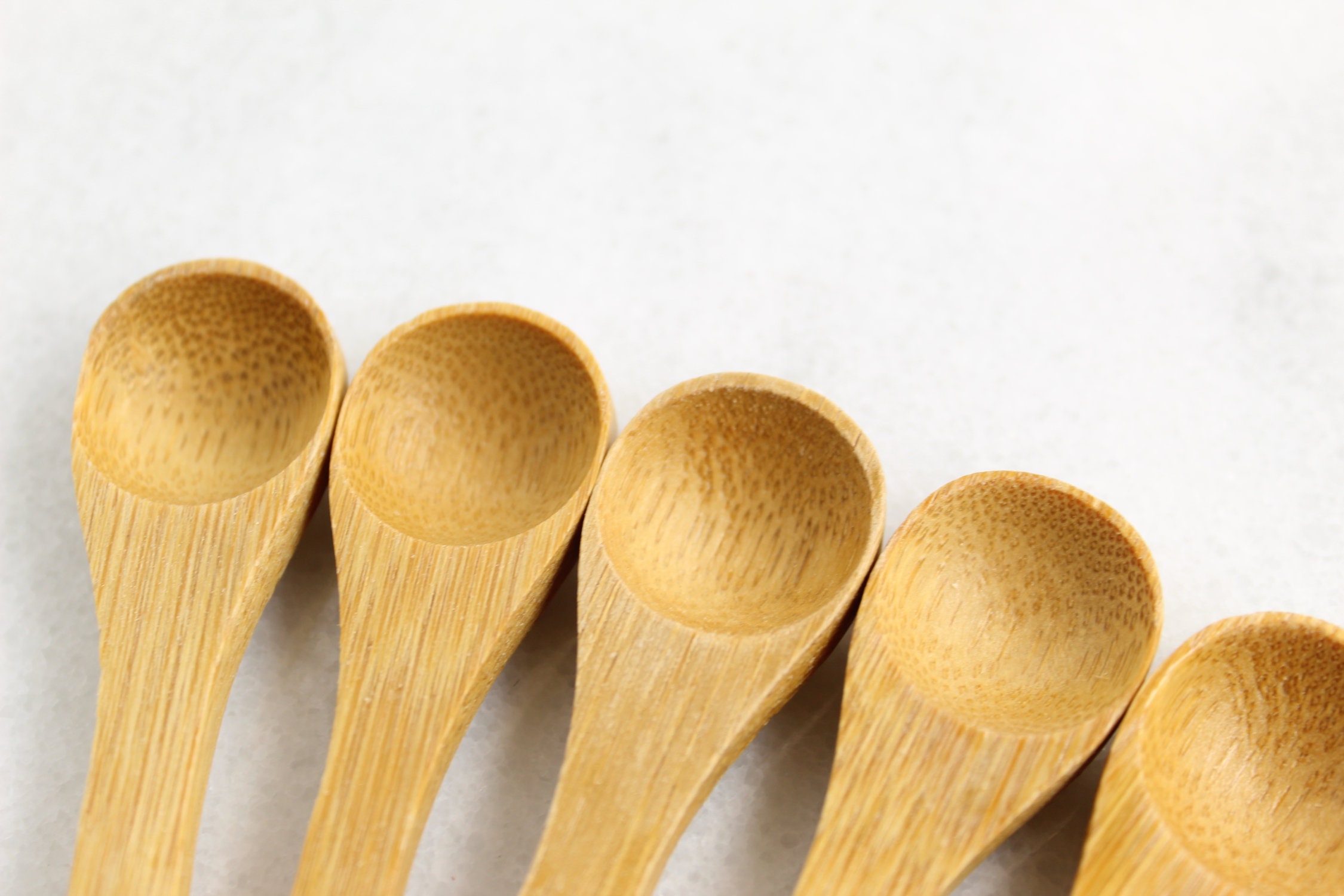 6 mini BAMBOO wooden spoons 3 inch half teaspoon small | Etsy