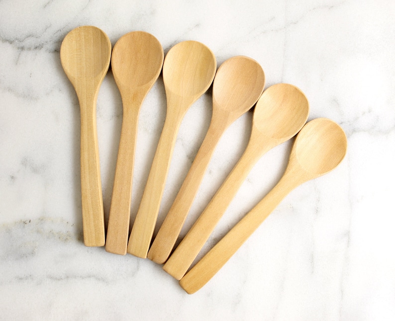 6 Medium WOODEN Spoons 7 Inch Soup Wood Spoons Taster - Etsy