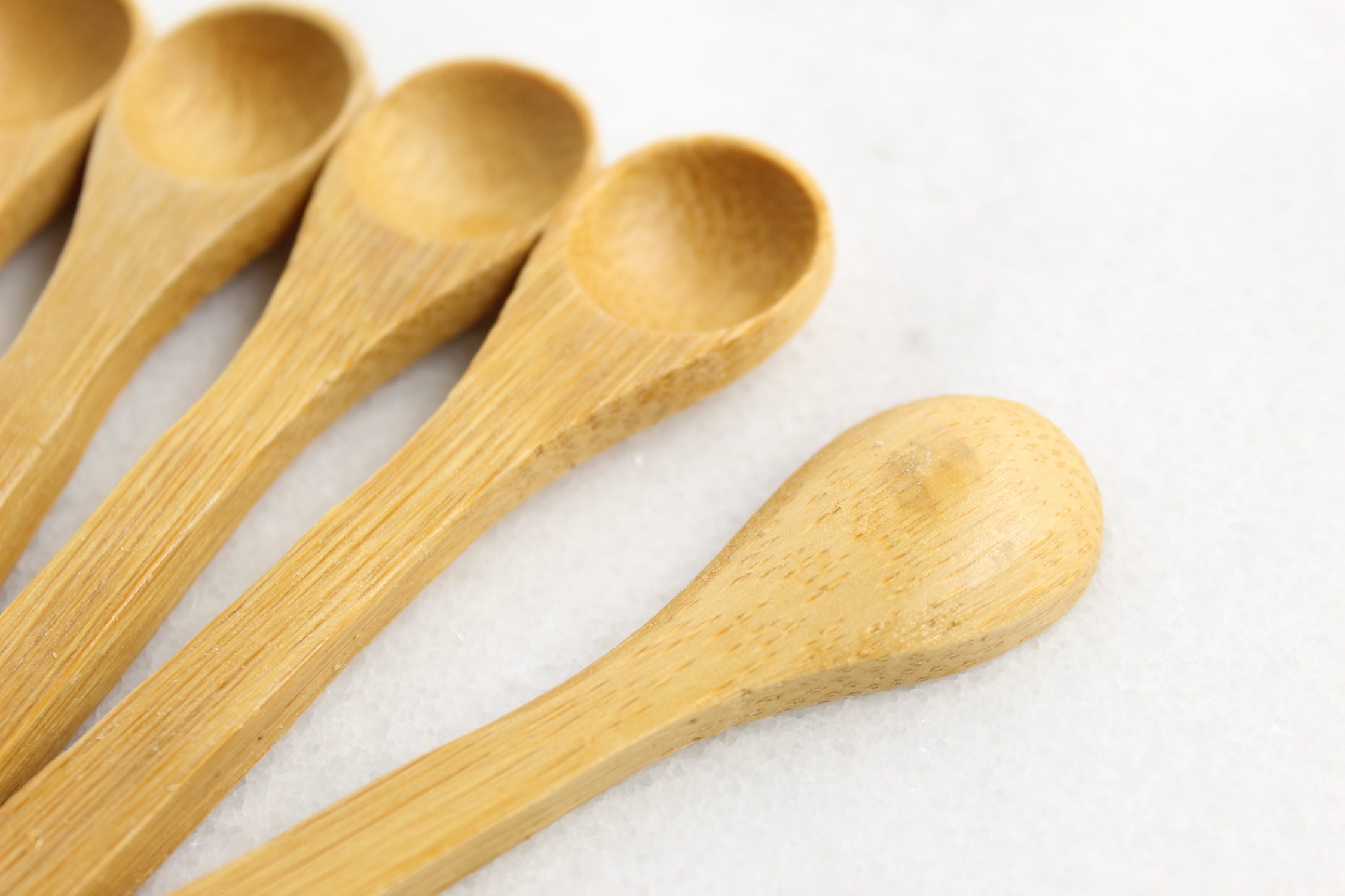 6 Mini BAMBOO Wooden Spoons 3 Inch Half Teaspoon Small - Etsy Canada