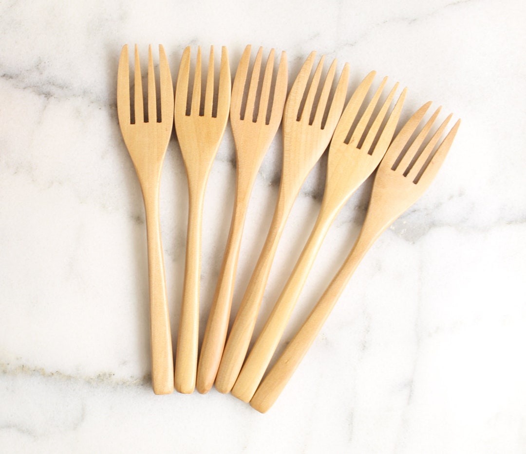 Medium Wooden Fork 7 Inch | Wood Fork Set | Salad Fork Set | Hostess ...
