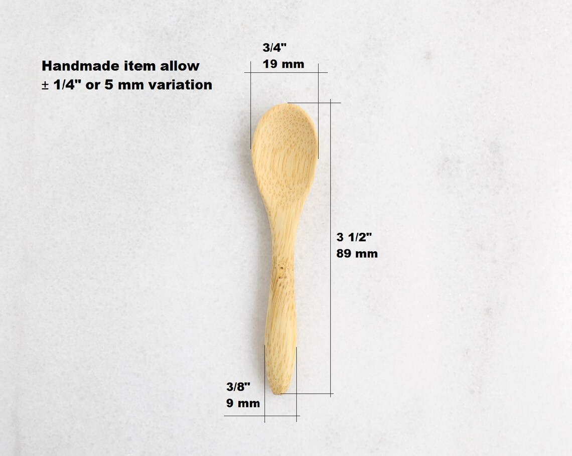 6 mini BAMBOO wooden spoons 3 inch wooden teaspoons small | Etsy
